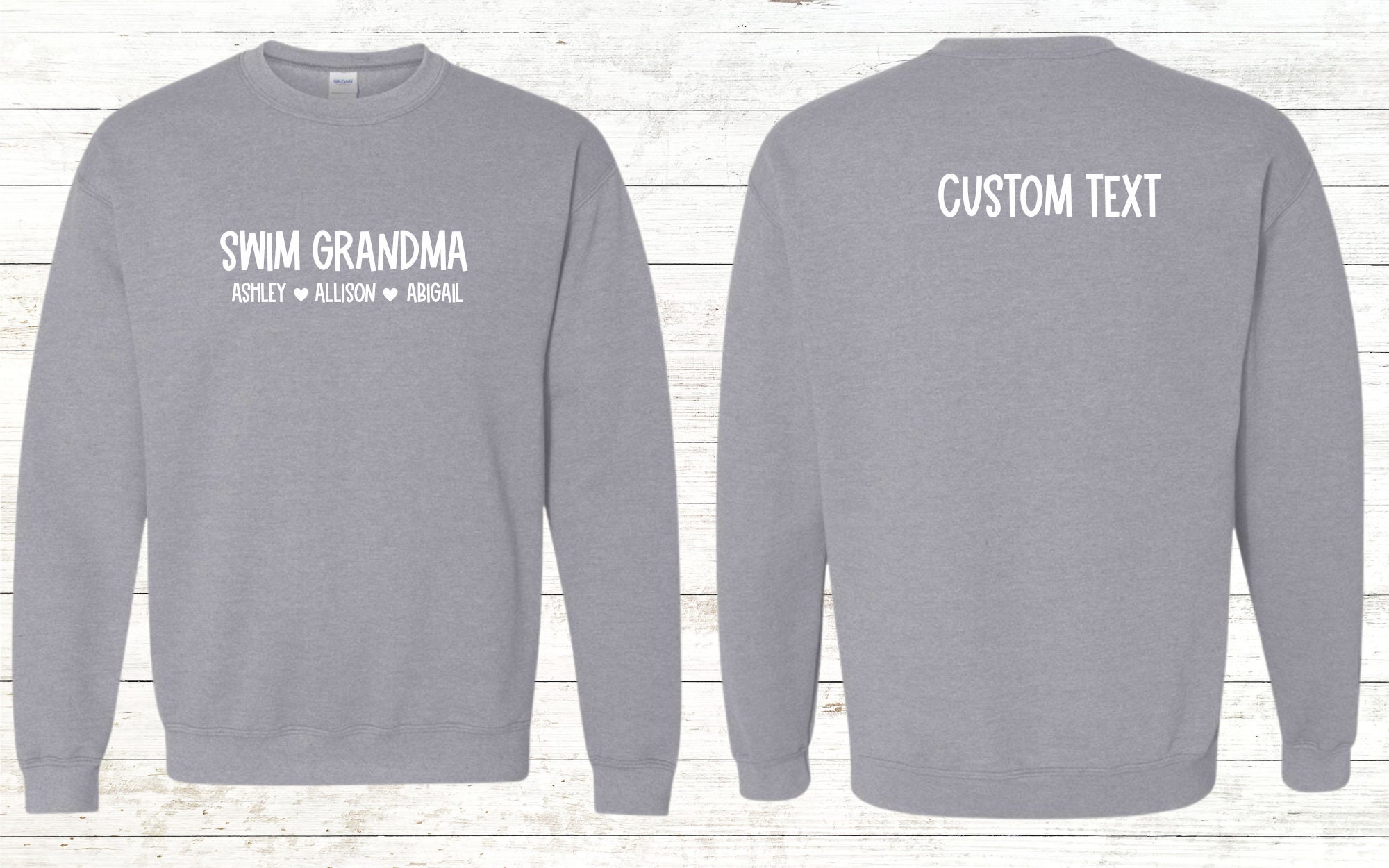 Swim Grandma Sweatshirt – Personalized Swimmer Names, Back ...