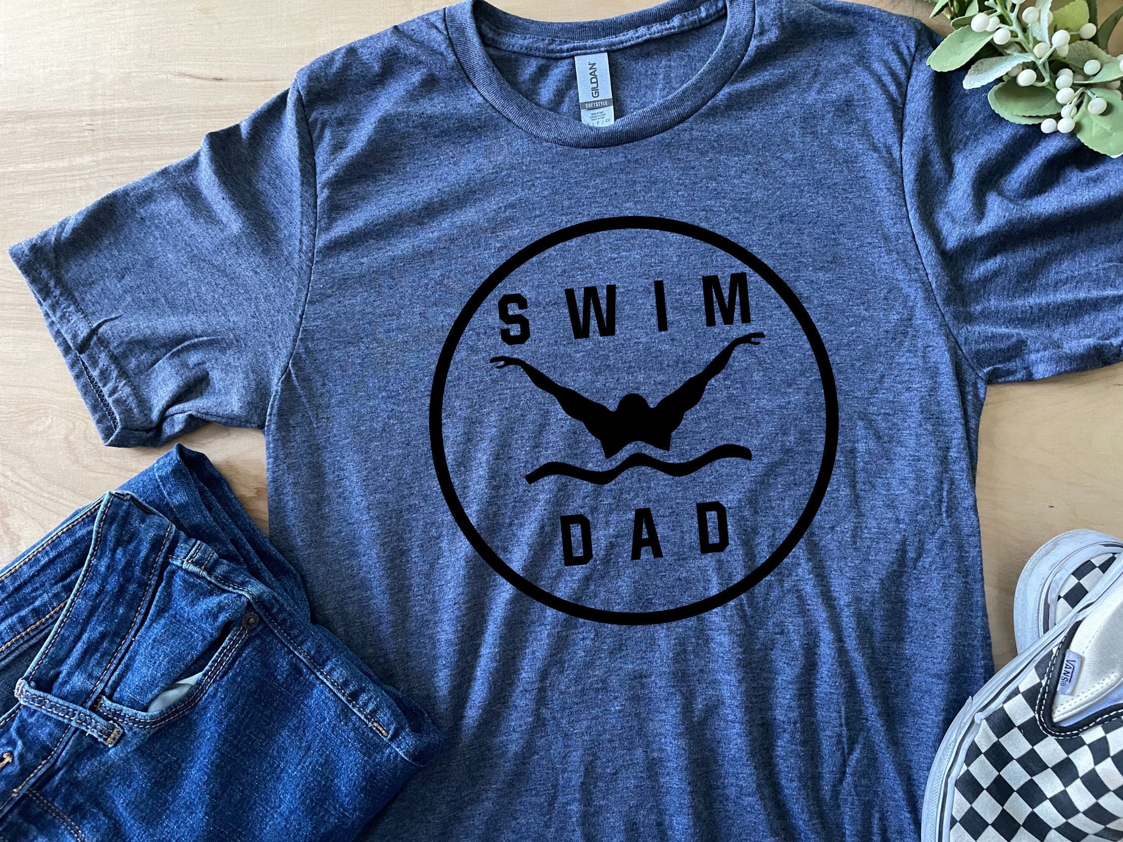 Swim Dad Shirt Black Text Free Shipping - Etsy