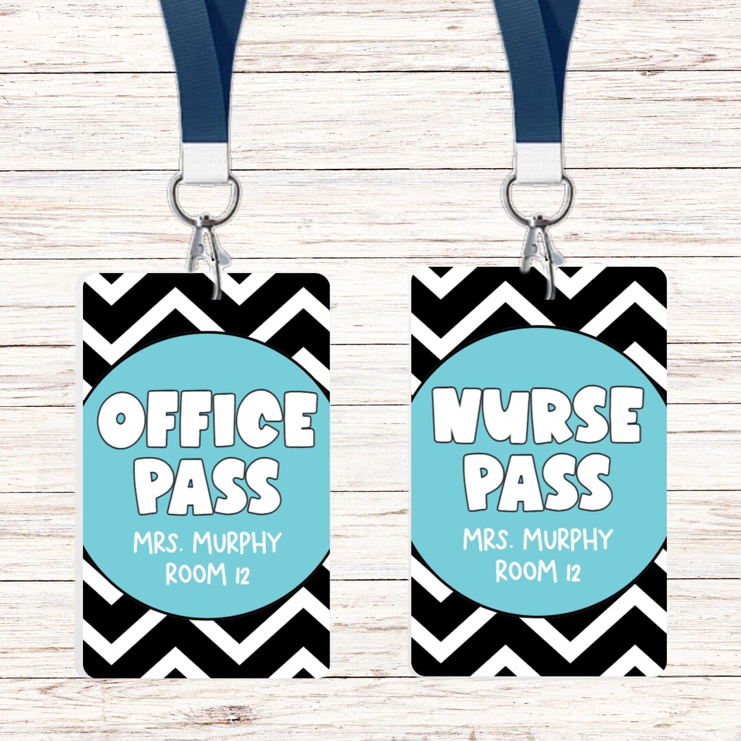 Black Chevron Theme Classroom Hall Passes for Teachers, Double Sided ...