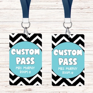 Black Chevron Theme Classroom Hall Passes for Teachers, Double Sided ...