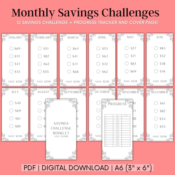 A6 Savings Challenge Printable Money Saving Challenge Savings Binder ...