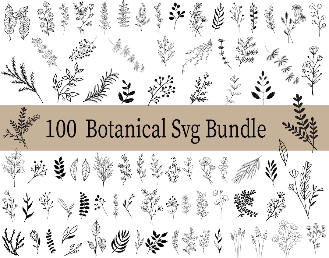 100 Botanical Svg Bundle | Floral Svg |flower Svg |botanical Clipart ...
