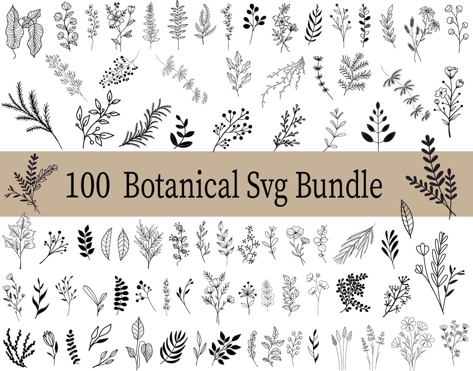 100 Botanical Svg Bundle | Floral Svg |flower Svg |botanical Clipart ...