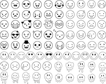 60 Emoji SVG PNG Bundle // Icons, Social Media, Print and Stickers ...