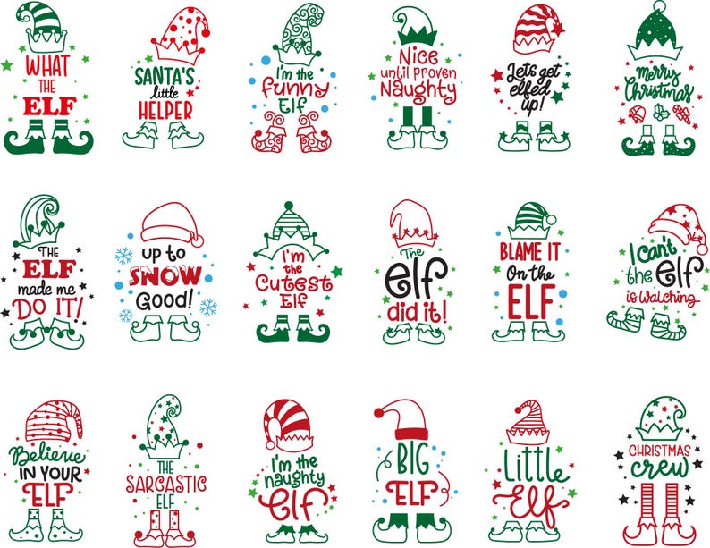 Christmas Elf Clipart: Funny SVG Bundle (PNG/SVG) - Etsy