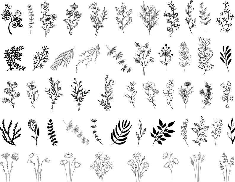 100 Botanical Svg Bundle | Floral Svg |flower Svg |botanical Clipart ...
