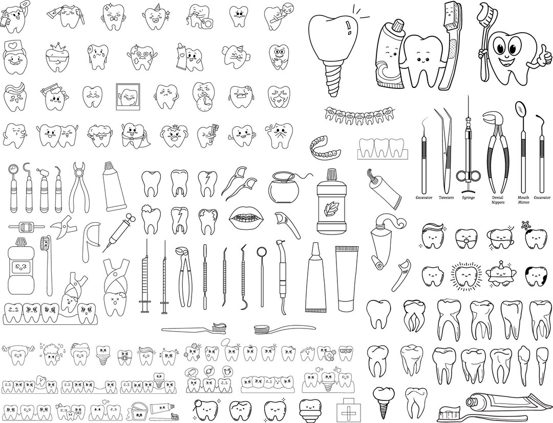 Dental Clipart: Dentist & Hygiene SVG, PNG Files - Etsy