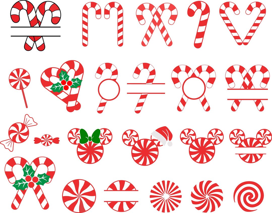 Christmas Candy Cane Clipart: Holiday Peppermint SVG PNG - Etsy