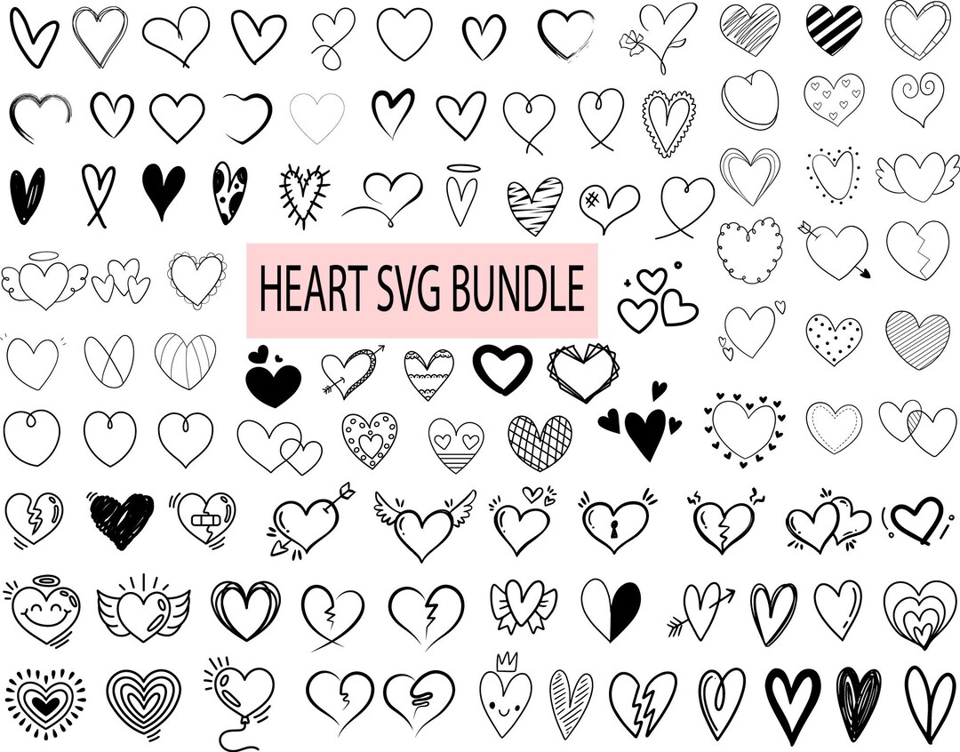 Heart Svg Bundle, Heart Svg, Hand Drawn Heart Svg, Open Heart Svg ...