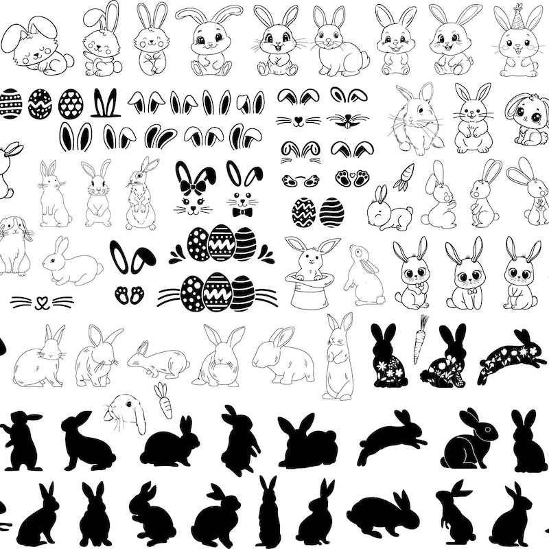 Rabbit Outline Svg - Etsy