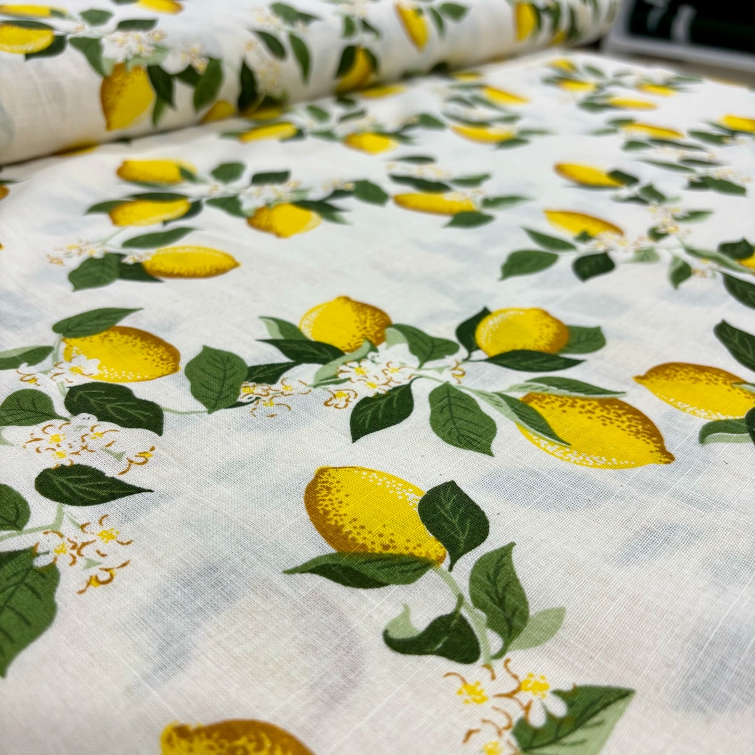 Lemon Pattern Italian Design Linen Fabric, Design Fabric, Fashion ...