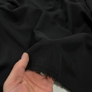 Black Stonewashed Cotton Cupro Fabric – Soft Flowing Material for ...