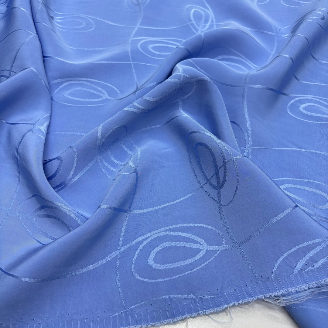 Blue Jacquard Rayon Cupro Fabric – Soft Lightweight Material | Width ...