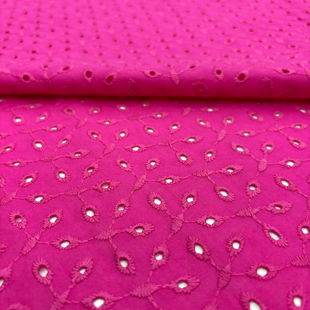 Pink Embroidered Eyelet 100% Cotton Fabric by the Yard (140cm/55in ...