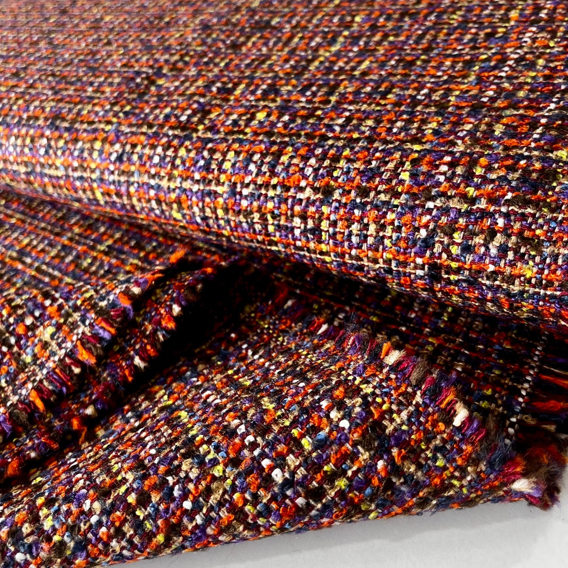 Classic Cotton Tweed Fabric Black Colourful Tweed Fabric - Etsy UK