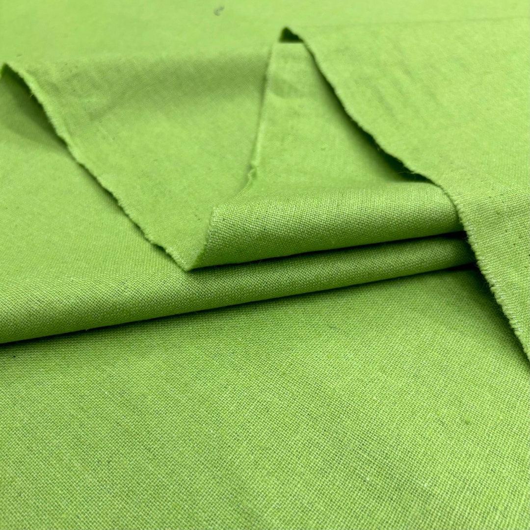 Light Vivid Green Natural Linen Fabric, Clothing Linen Fabric, Pure ...