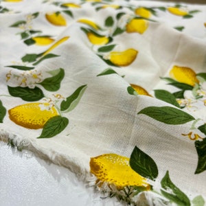 Lemon Pattern Italian Design Linen Fabric, Design Fabric, Fashion ...
