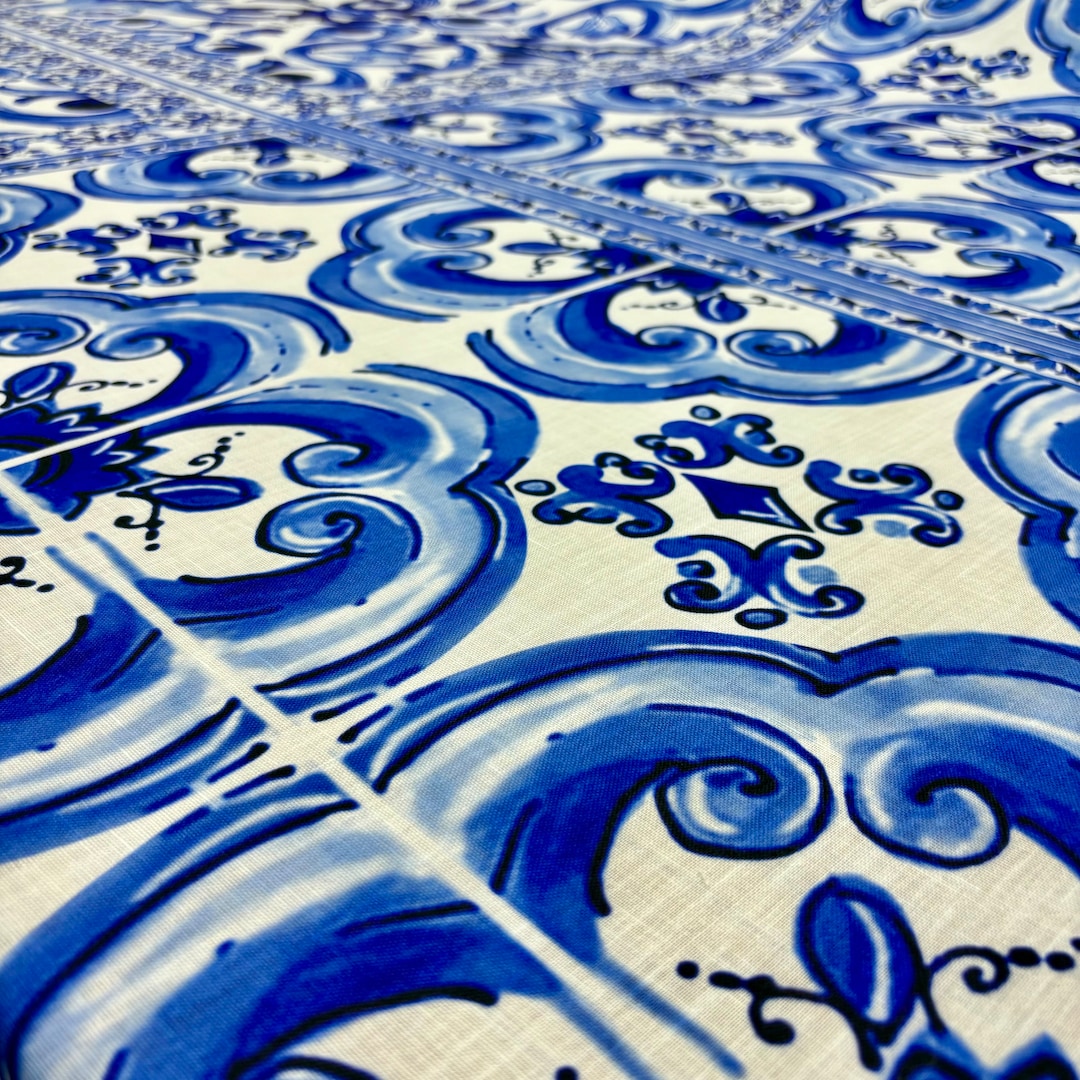 Blue Italian Design Linen Fabric: Luxury Dress-shirt Material (150cm/59 ...