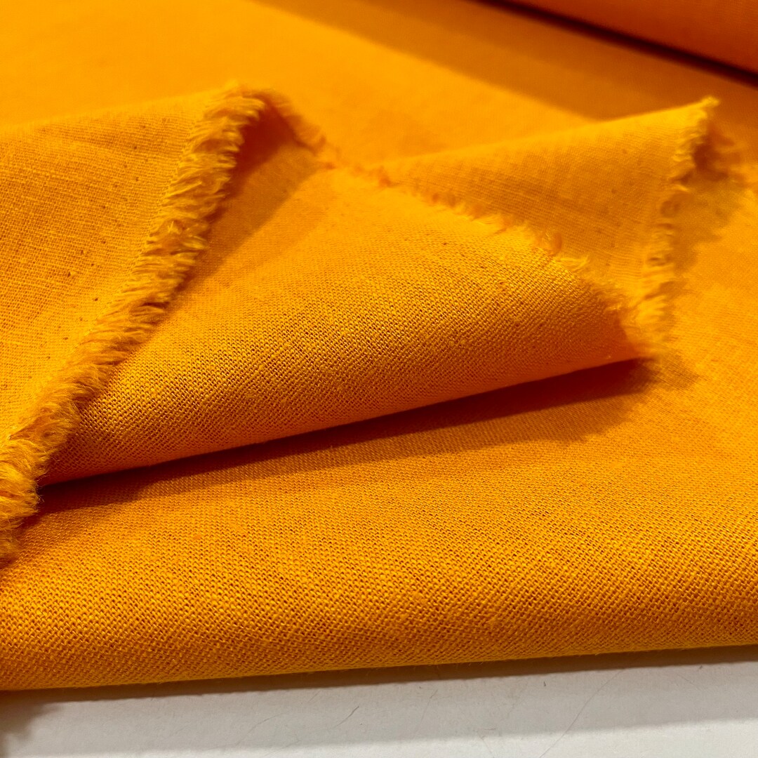 Orange Natural Pure Linen Fabric, Clothing Fabric, Pure Plain Linen ...