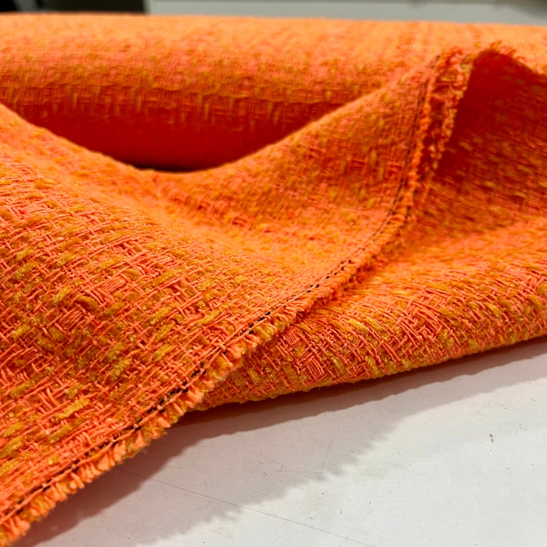 Orange Classic Cotton Tweed Fabric by the Yard for Clothing, for Jacket ...
