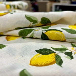 Lemon Pattern Italian Design Linen Fabric, Design Fabric, Fashion ...