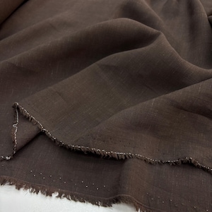 Brown Washed Linen Blend Fabric – Soft Drapey Natural for Dresses ...