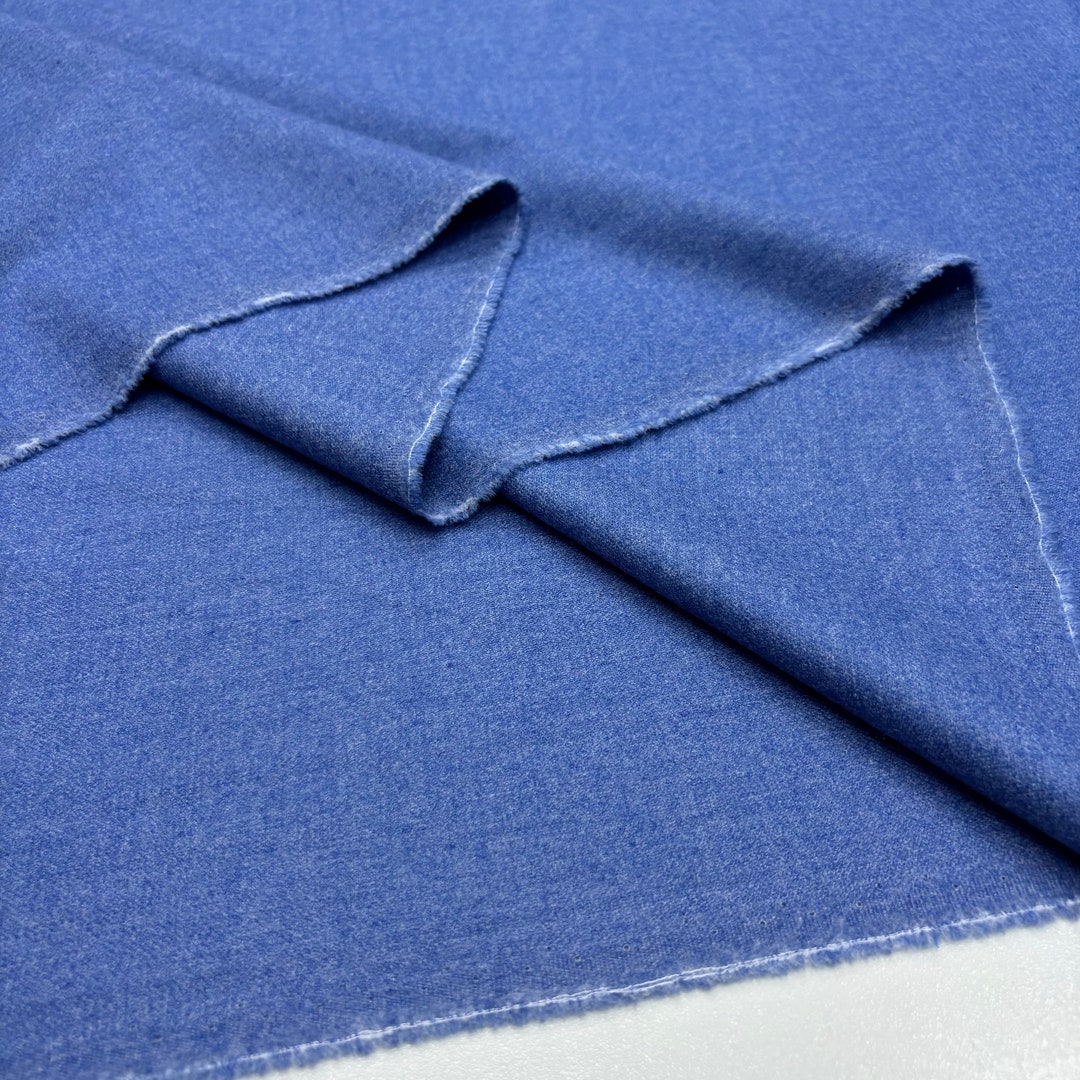 Blue Wool Effect Flannel Fabric – Medium-weight Material for Jackets ...