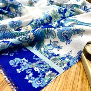 Luxurious Linen Fabric With Peacock Feather Pattern , Clothing Fabric ...