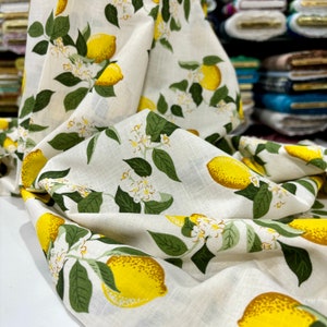 Lemon Pattern Italian Design Linen Fabric, Design Fabric, Fashion ...