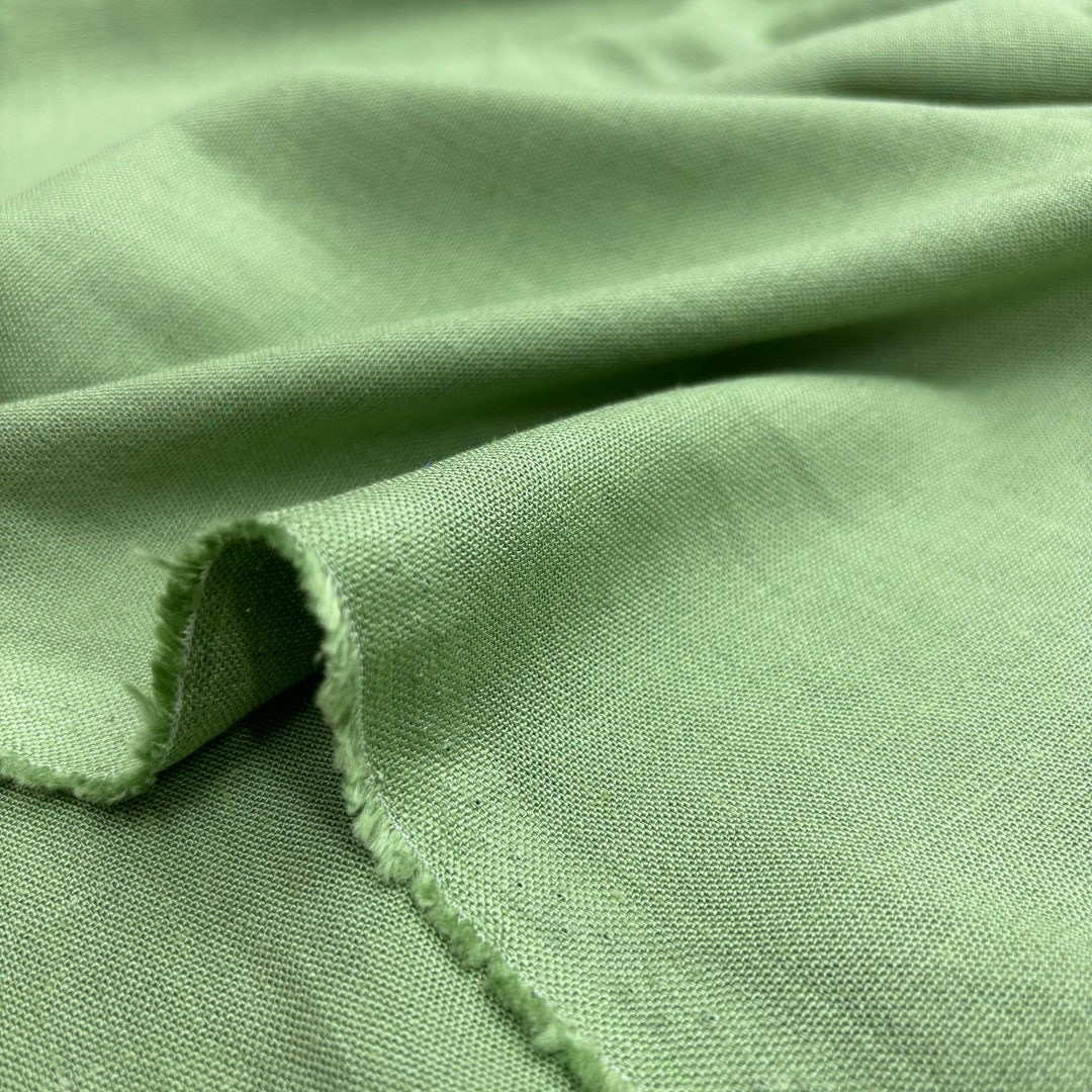 Green Stonewashed Flowing Linen Fabric, Clothing Fabric, Linen for ...