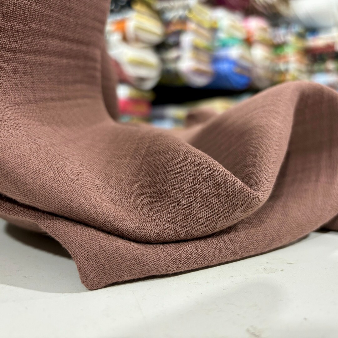 Double Layer Light Brown 100% Cotton Muslin Fabric, Fashion Fabric ...