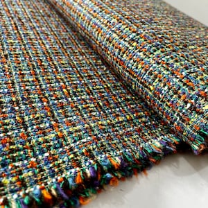 Classic Cotton Tweed Fabric Black , Colourful Tweed Fabric, Coat-dress ...