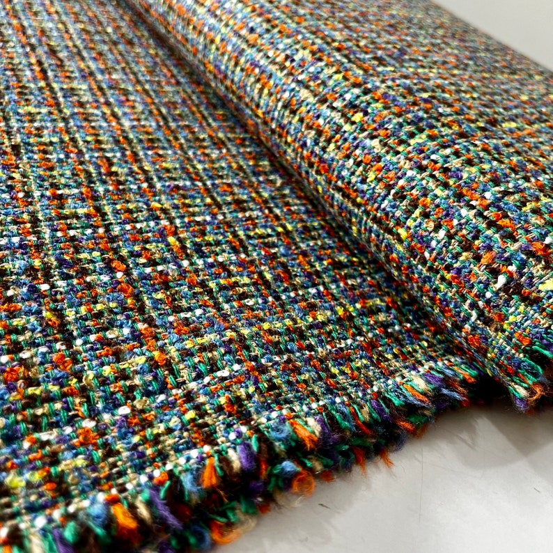 Classic Cotton Tweed Fabric Black Colourful Tweed Fabric - Etsy UK