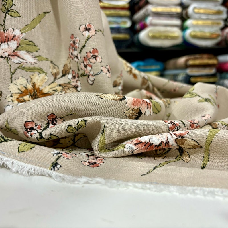 Floral Linen Fabric - Etsy