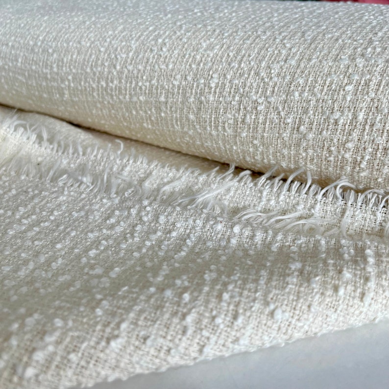 Ecru Textured Tweed Fabric Tweed Fabric by the Yard for - Etsy