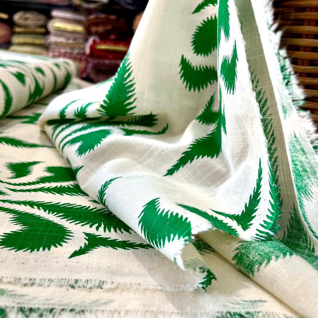 Natural Cotton Pine Pattern Linen Fabric, Linen Fabric, Fabric by the ...