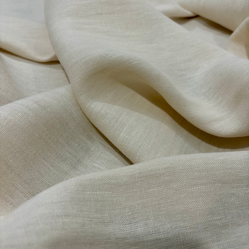 Luxury European Cream Linen Fabric for Dresses and Clothing (150cm/59in ...