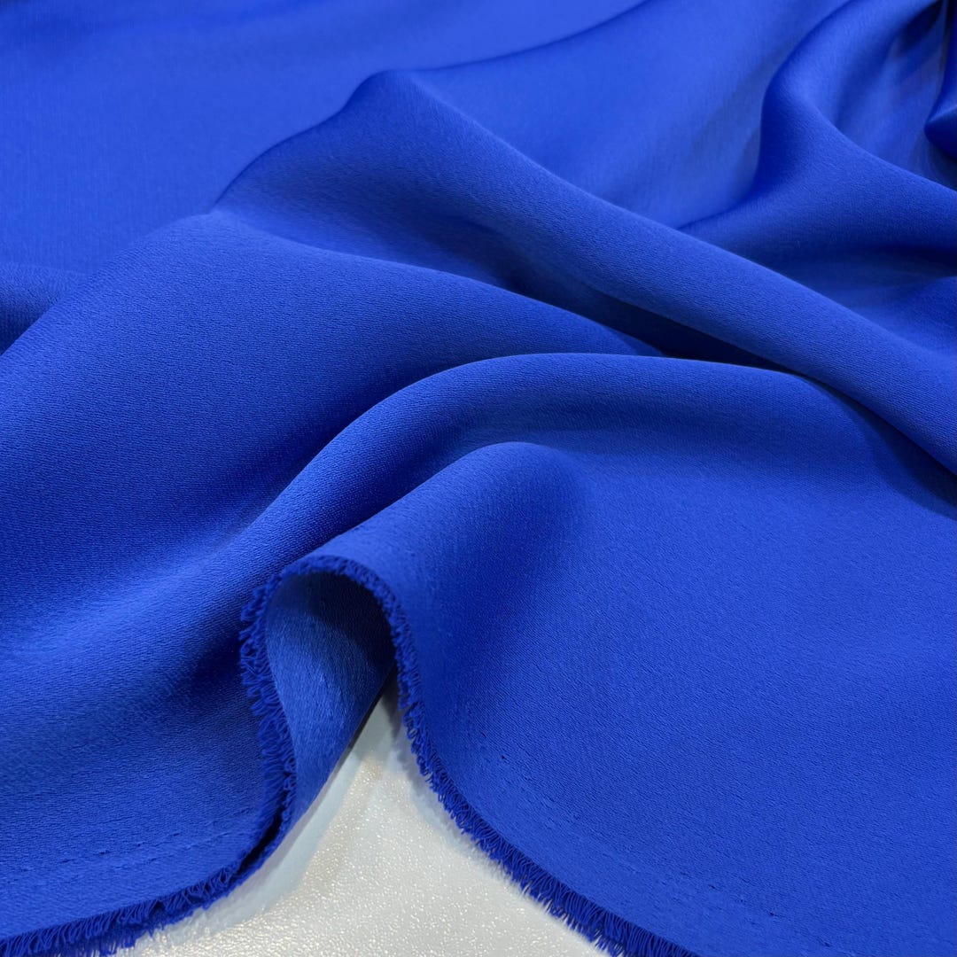 Royal Blue Italian Double Face Crepe Satin Fabric, Fabric for Dresses ...