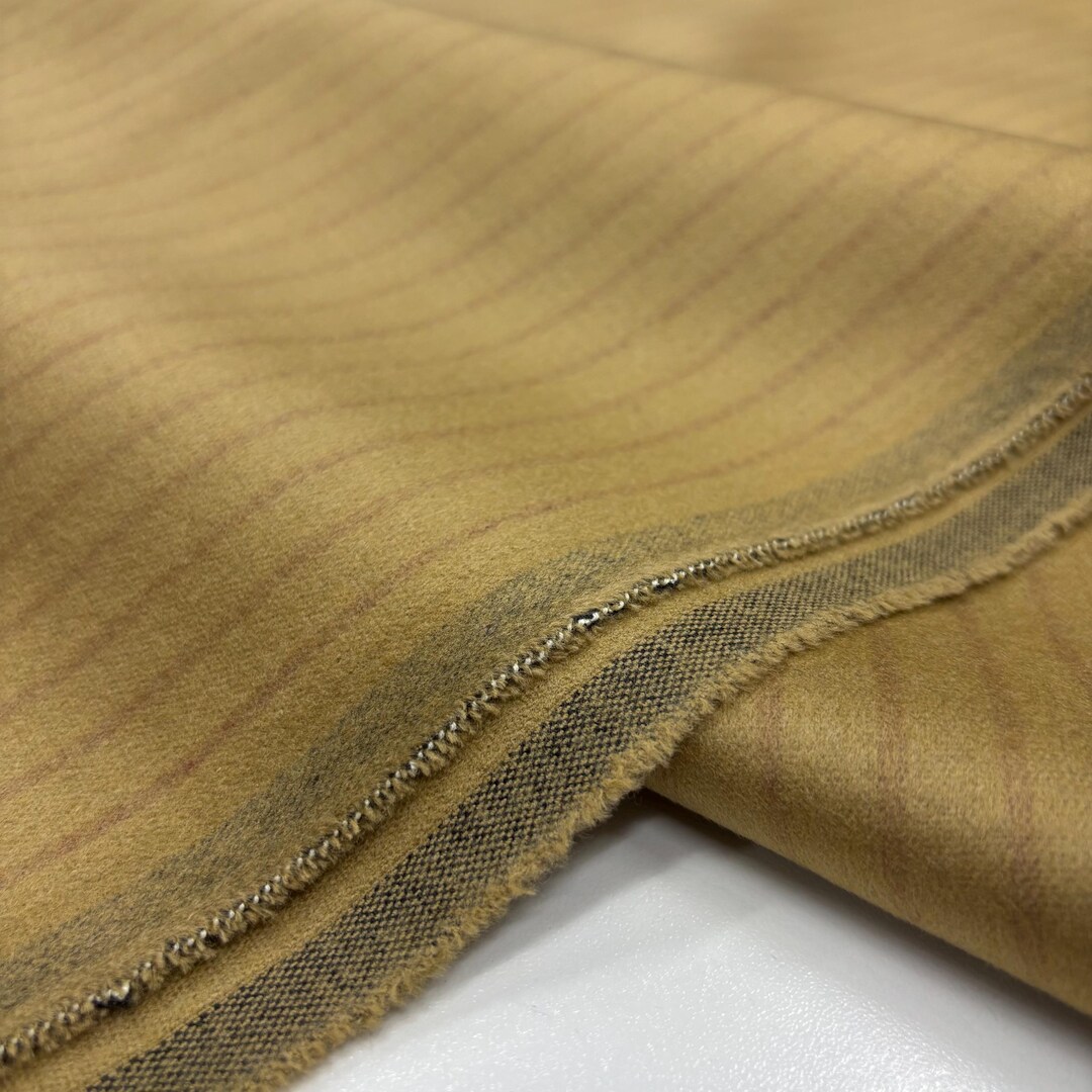 Gold Striped Flannel Fabric Wool Effect for Pants and Jackets | 57 In ...