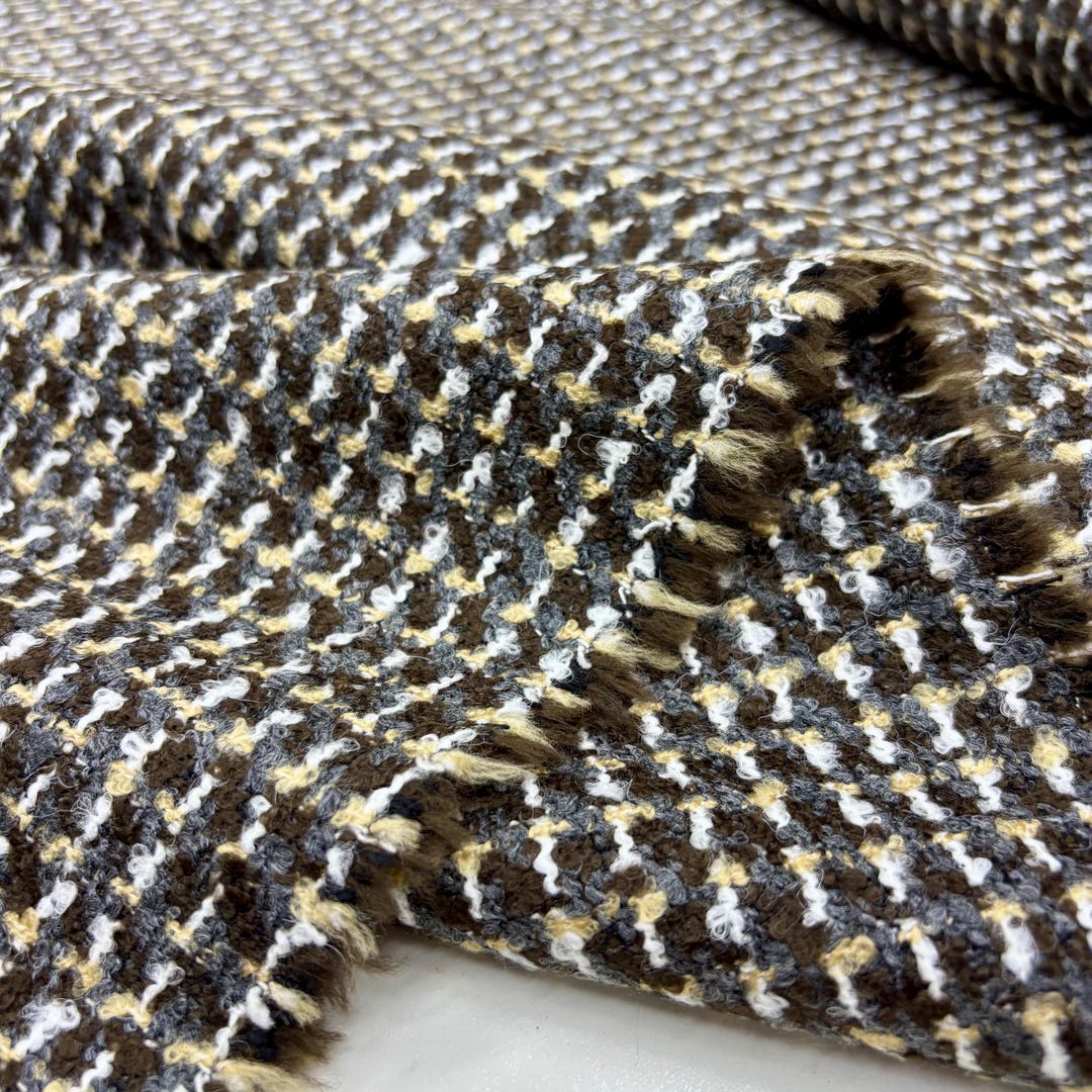 Gray Brown Sparkly Tweed Fabric – Shimmering Textured Material for ...