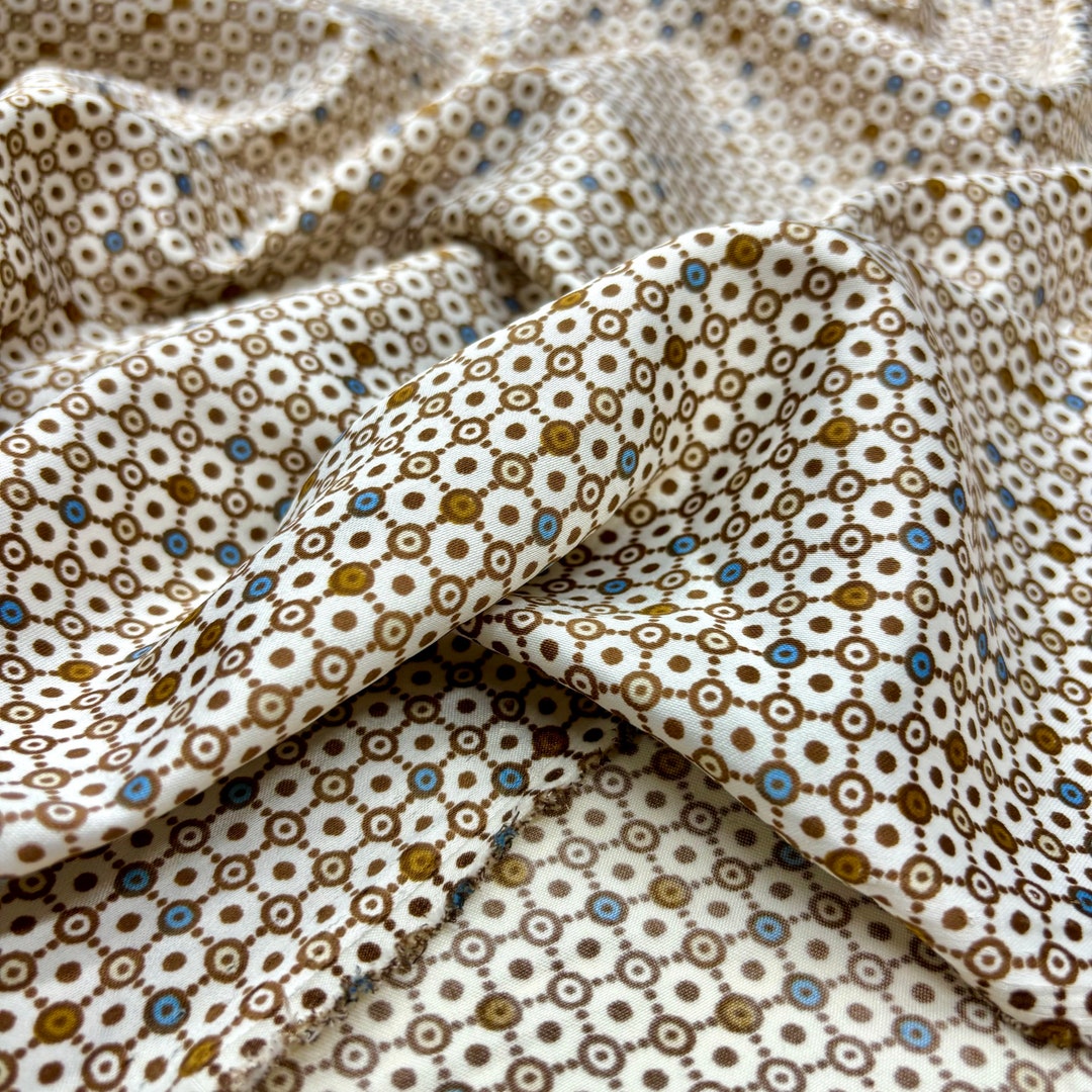 Brown Tiny Oval Patterned Satin Fabric, Pattern Crepe Fabric, Fabric by ...