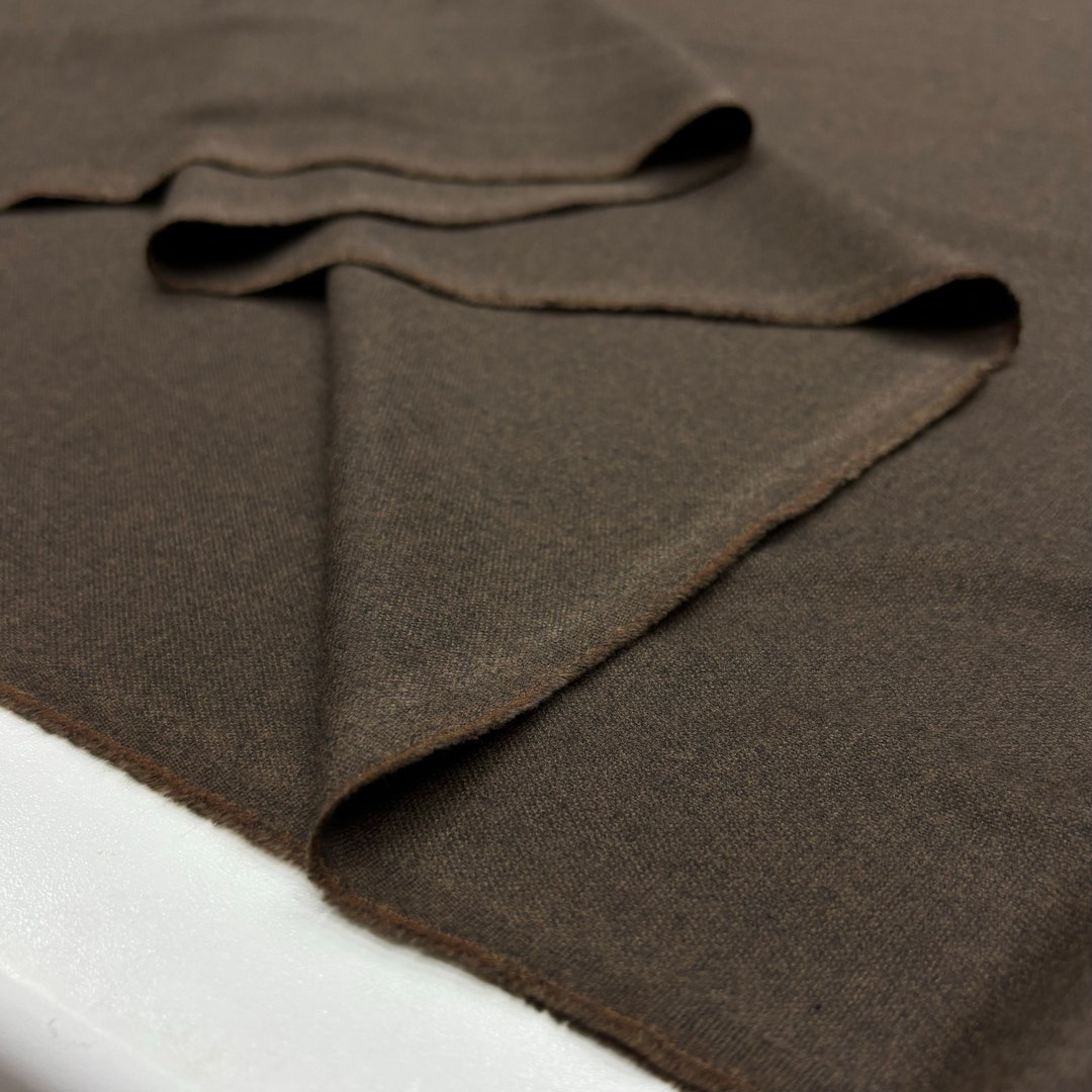 Brown Wool Effect Flannel Fabric: Luxury Polyviscose Clothing Material ...