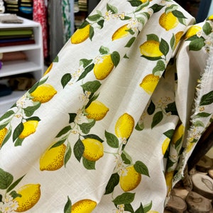 Lemon Pattern Italian Design Linen Fabric, Design Fabric, Fashion ...