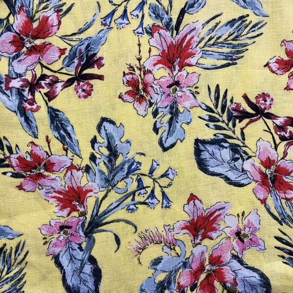 Floral Linen Fabric - Etsy