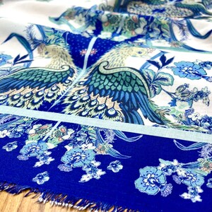 Luxurious Linen Fabric With Peacock Feather Pattern , Clothing Fabric ...