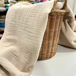 100% Cotton 4-ply Soft Beige Muslin Fabric, Fashion Fabric, Apparel ...