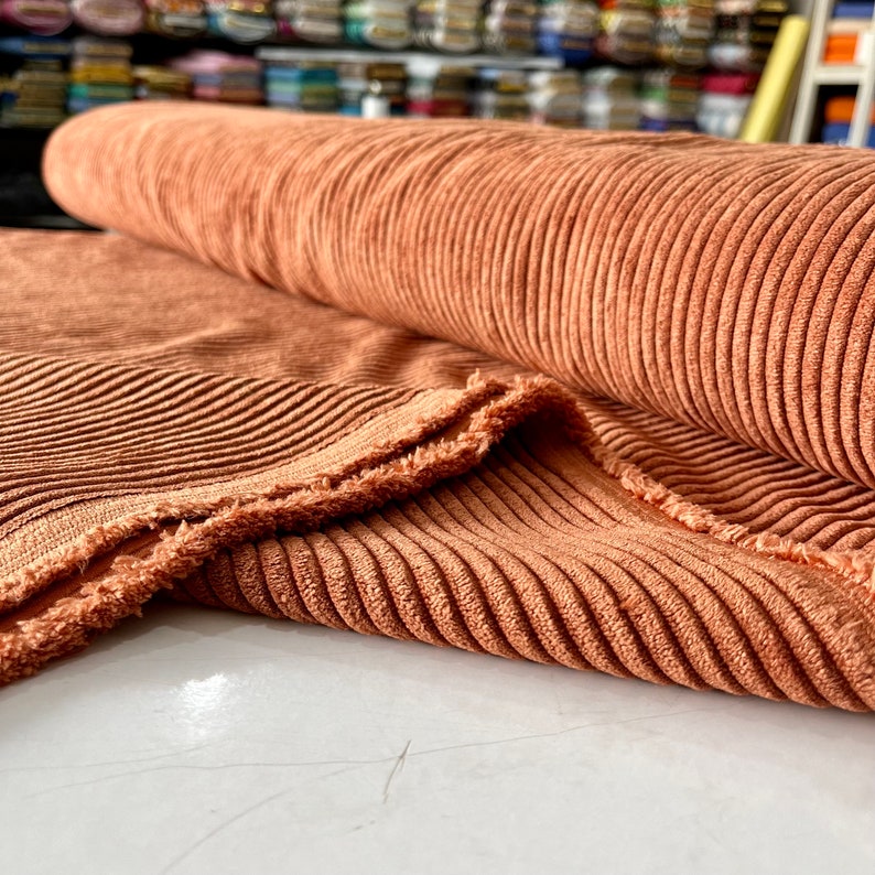 Terracotta Italian Design Corduroy Fabric by the Yard for Apparel ...