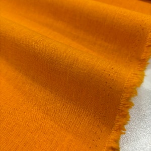 Orange Natural Pure Linen Fabric, Clothing Fabric, Pure Plain Linen ...