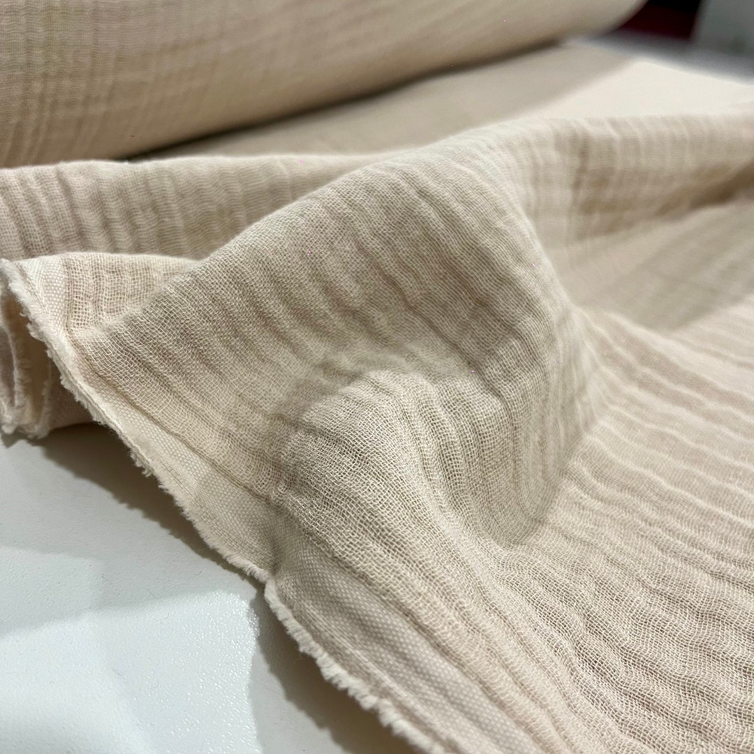 100% Cotton 4-ply Soft Beige Muslin Fabric, Fashion Fabric, Apparel ...