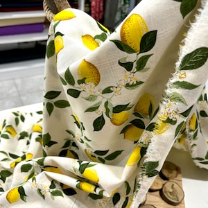 Lemon Pattern Italian Design Linen Fabric, Design Fabric, Fashion ...